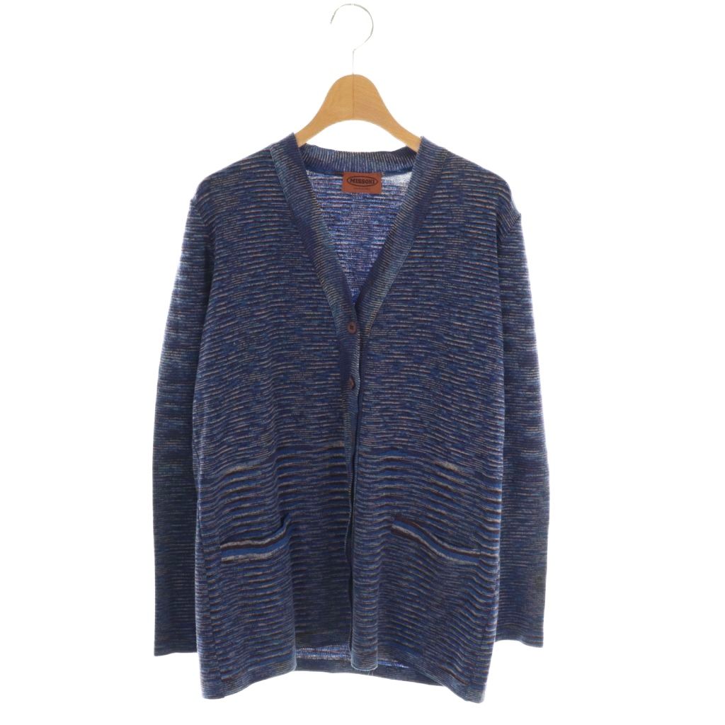 【中古】ミッソーニ MISSONI Vネックカーディガン 42 ブルー ブラウン グレージュ /DO ■OS レディース 【ベクトル 古着】 251106ブランドミッソーニ MISSONI表記サイズ42実寸サイズ肩幅：約37.5cm　身幅：...