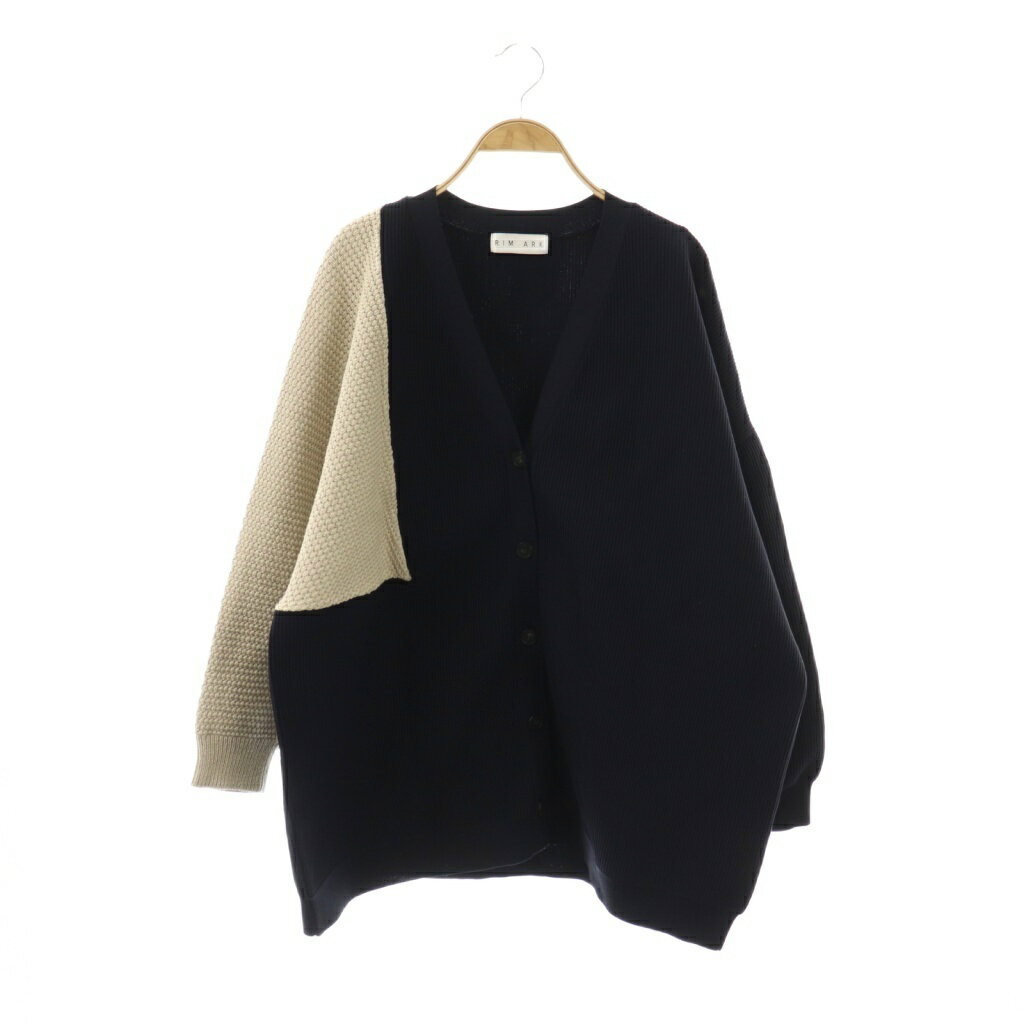 【中古】リムアーク rim.ark Over size knit CD カーディガン F ネイビー ベージュ /DO ■OS レディース 【ベクトル 古着】 251226ブランドリムアーク rim.ark 表記サイズF実寸サイズ身幅：約67...