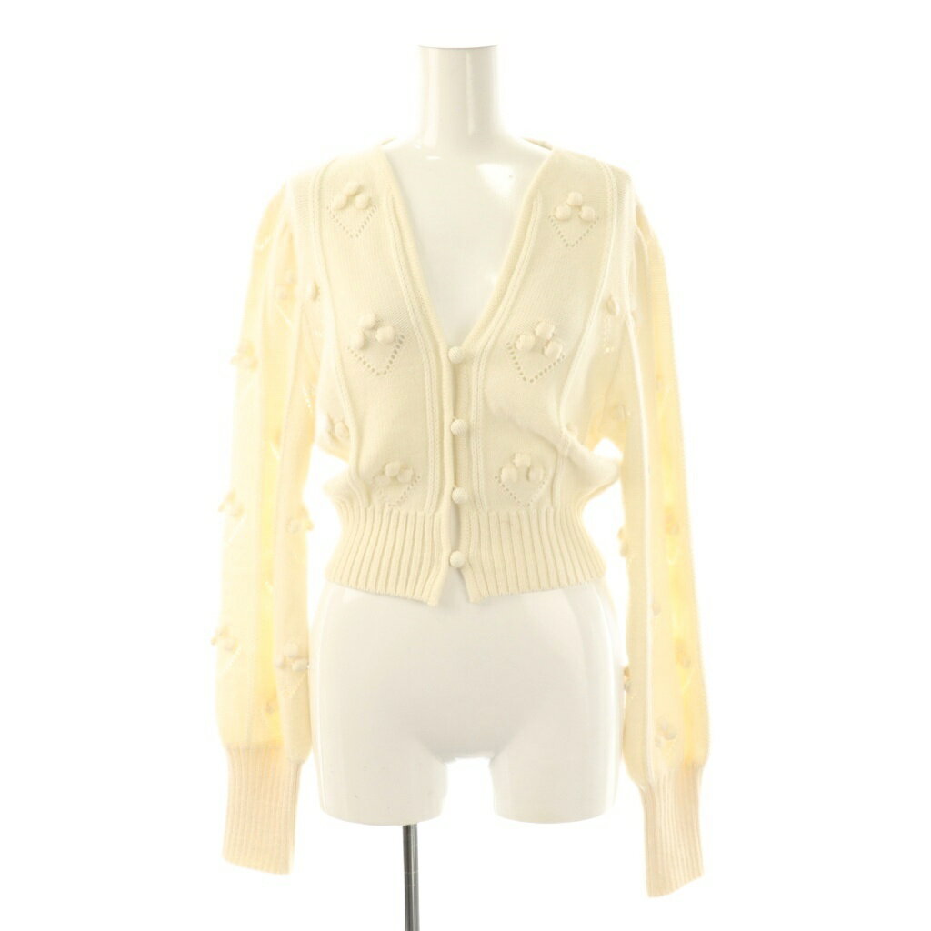 【中古】マメクロゴウチ Mame Kurogouchi Bubble Pattern Cropped Knitted Cardigan カーディガン ニット 長袖 2 オフホワイト /HK ■OS レディース 【ベクトル 古着】 25122...