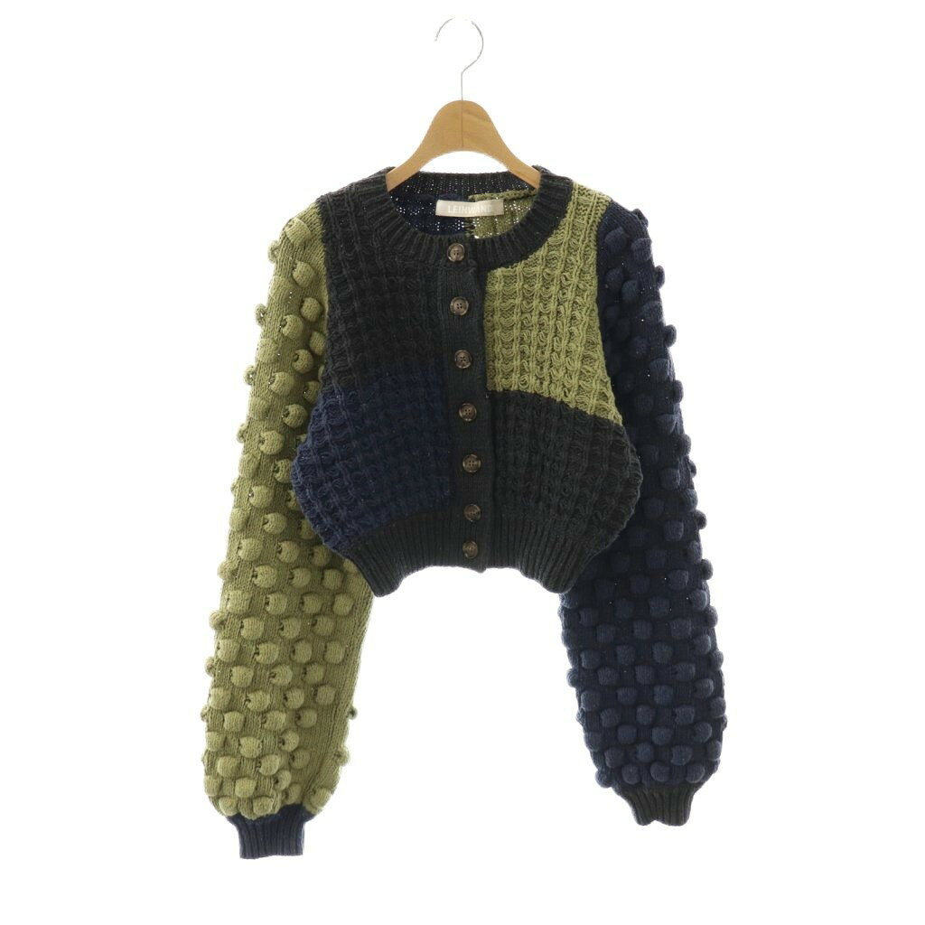 【中古】ラインヴァンド LEINWANDE カーディガン ニット 長袖 F 紺 黄緑 ダークグレー /NR ■OS レディース 【ベクトル 古着】 260114ブランドラインヴァンド LEINWANDE表記サイズF実寸サイズ肩幅：27.5c...