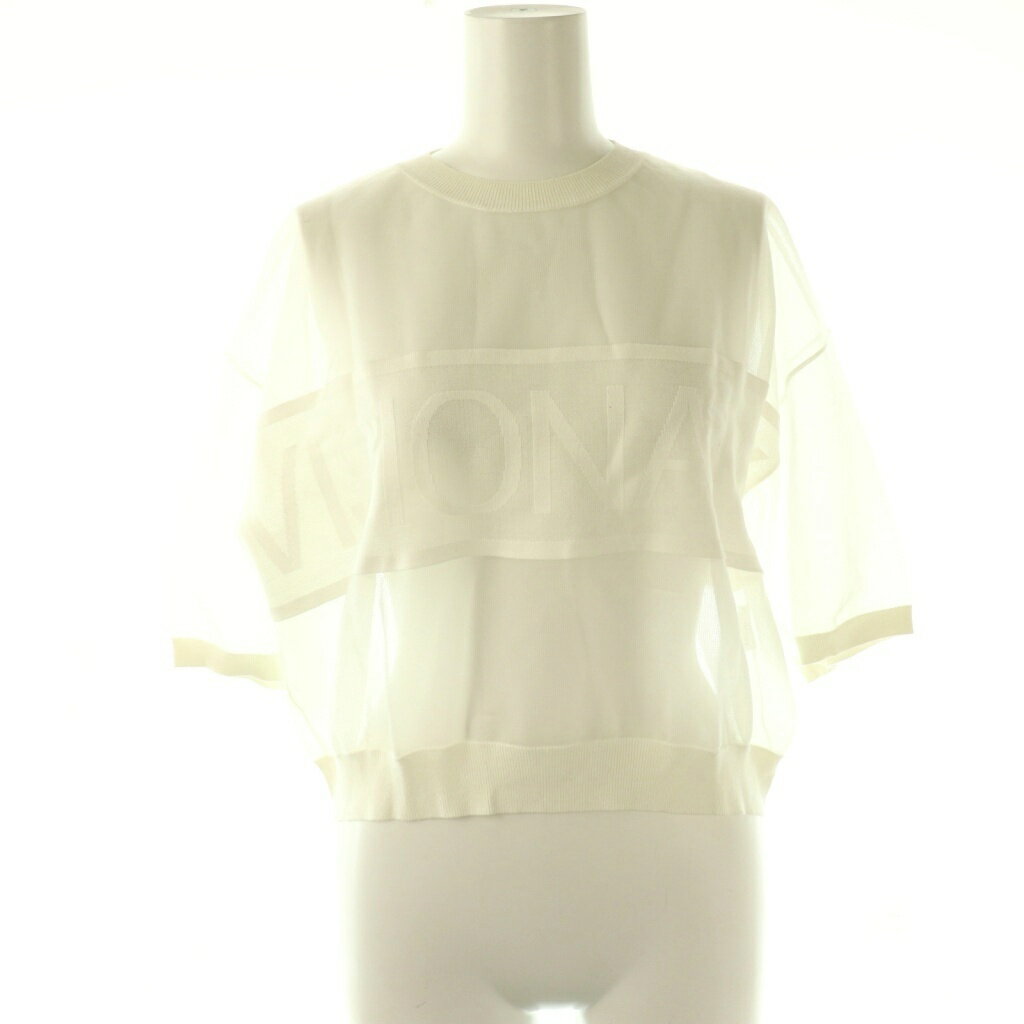 【中古】ヴイスリー V3 Logo Sheer Short Knit ニット カットソー シアー 五分袖 38 ホワイト /HK ■OS レディース 【ベクトル 古着】 260115表記サイズ38実寸サイズ肩幅：52.5cm　身幅：52cm...