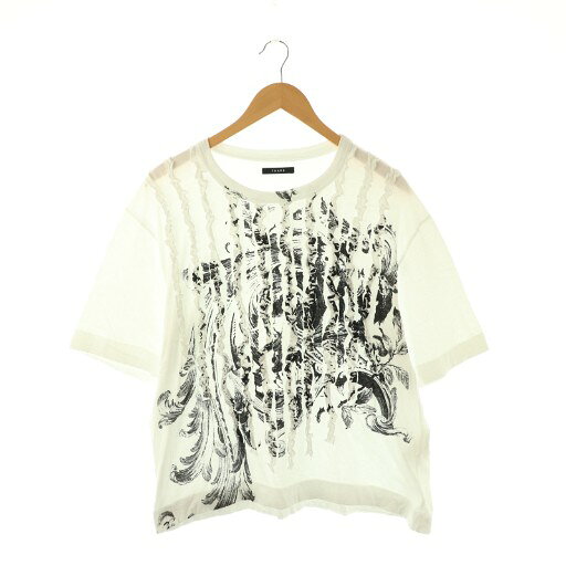 【中古】ターク TAAKK RUFFLE PRINT T-SHIRTS Tシャツ カットソー 2 ホワイト ブラック /ES ■OS ■SH メンズ 【ベクトル 古着】 260116表記サイズ2実寸サイズ肩幅：50cm　身幅：59cm　着丈...