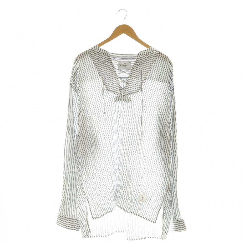 【中古】ブラックウィドゥ Black Weirdos Lace-up Pullover Shirt シャツ ブラウス ストライプ L ホワイト ネイビー /DF ■OS ■SH レディース 【ベクトル 古着】 260116ブランドブラックウ...