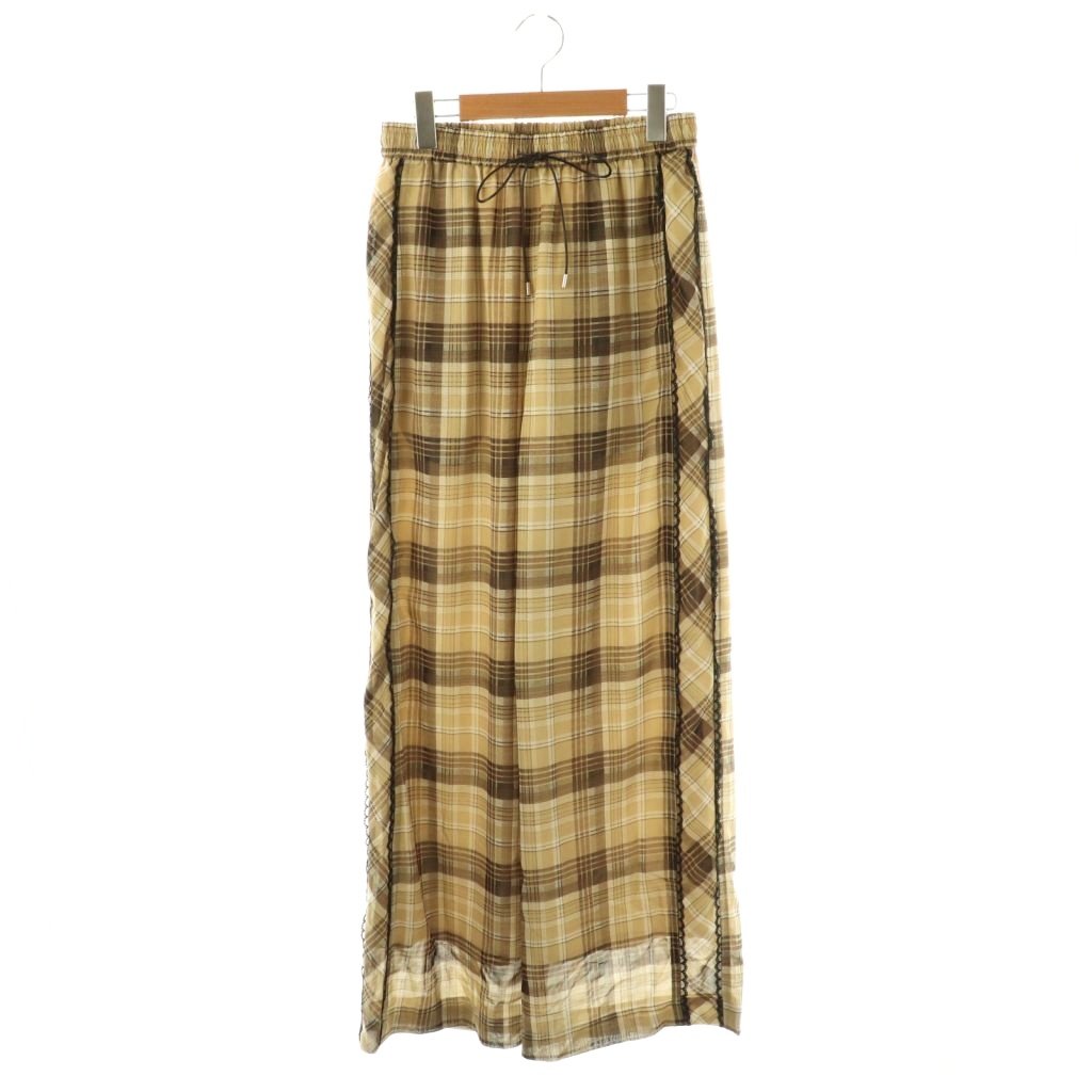 【中古】メゾンスペシャル MAISON SPECIAL Side Pico Lace Sheer Plaid Pants ワイドパンツ シアー 38 ベージュ マルチカラー /ES ■OS ■SH レディース 【ベクトル 古着】 26011...