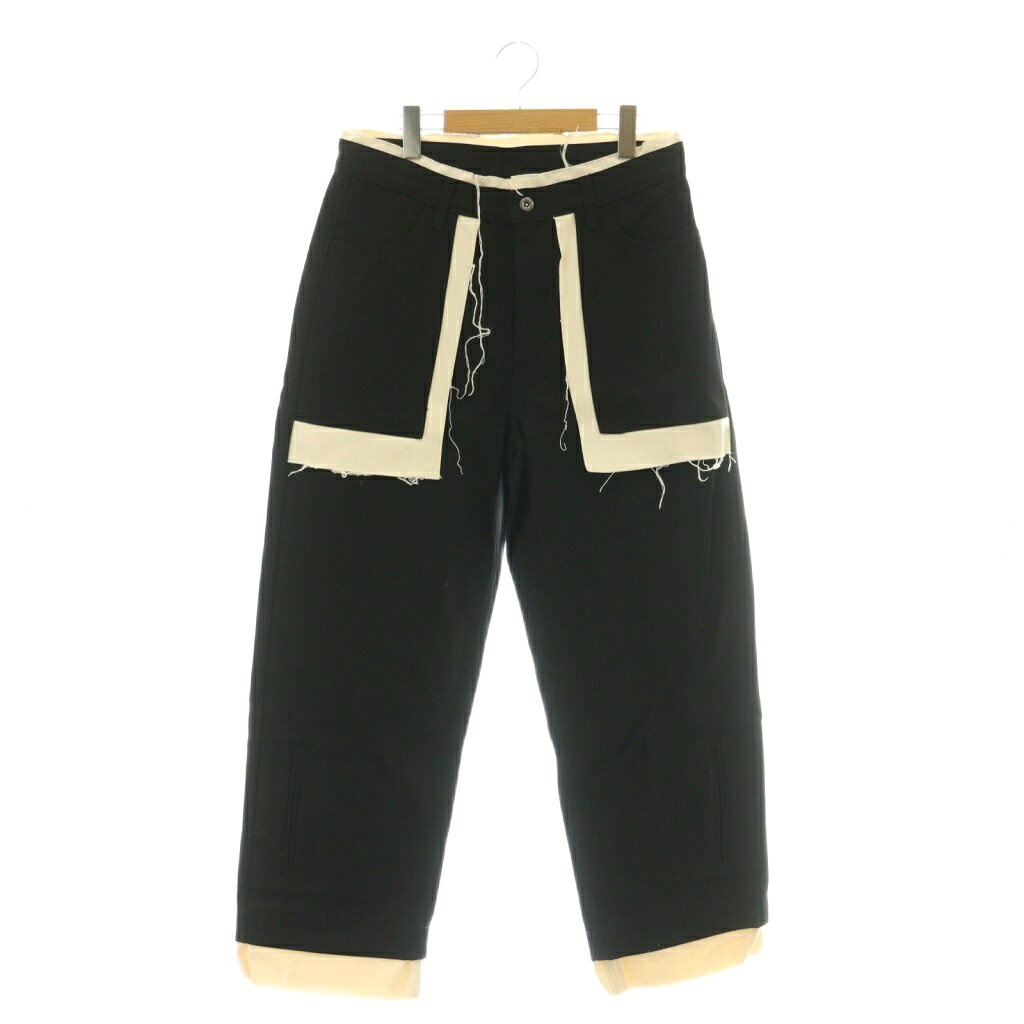 【中古】コーイ KOOI 24SS SANDWICH DENIM PANTS デニムパンツ ジーンズ カットオフ 2 ブラック アイボリー /DF ■OS ■SH メンズ 【ベクトル 古着】 260115表記サイズ2実寸サイズウエスト：76...