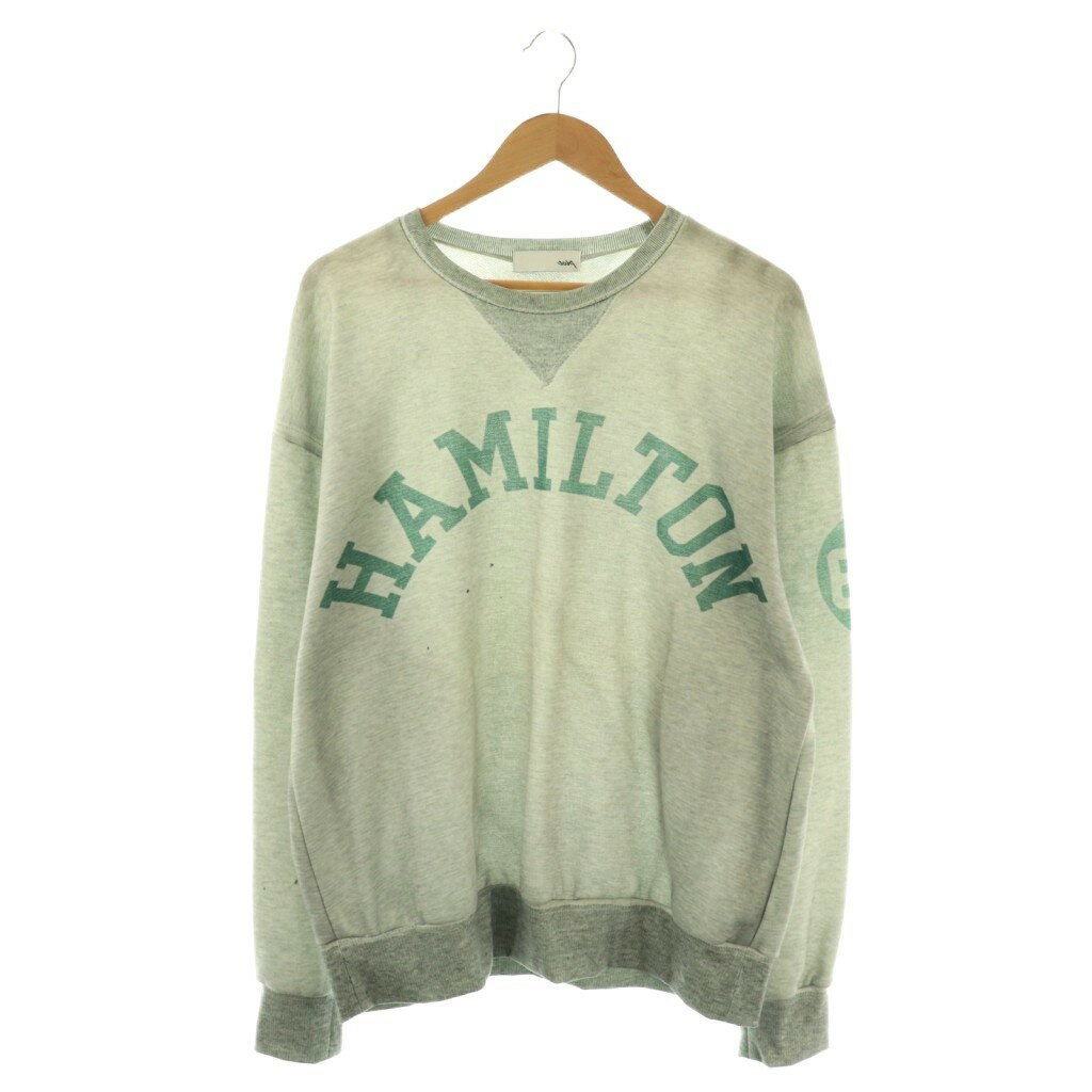 【中古】トルク TOLQ Trompe loeil Sweatshirts HAMILTON クルーネックスウェット トレーナー 4 グレー グリーン /ES ■OS ■SH メンズ 【ベクトル 古着】 260116表記サイズ4実寸サイズ肩...
