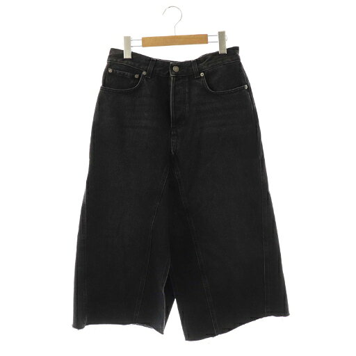 【中古】ハイクル Haikure 25AW フロントスリットデニムスカート ロング フレア コットン 36 黒 /NR ■OS レディース 【ベクトル 古着】 260119表記サイズ36実寸サイズウエスト：73cm　ヒップ：97cm　スカー...