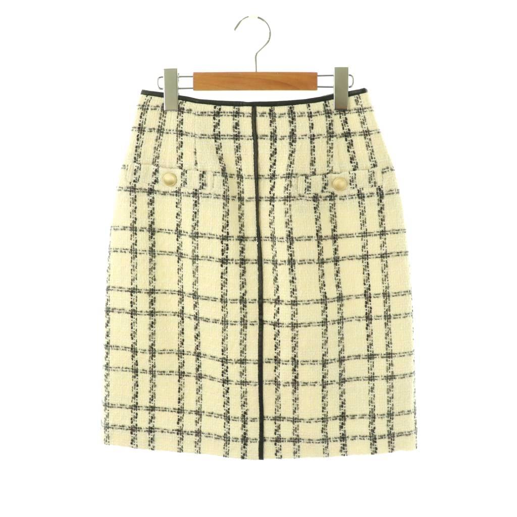 【中古】アプワイザーリッシェ Apuweiser-riche 24AW パイピングツイードミニスカート 台形 2 アイボリー 黒 /NR ■OS レディース 【ベクトル 古着】 260129ブランドアプワイザーリッシェ Apuweiser-...