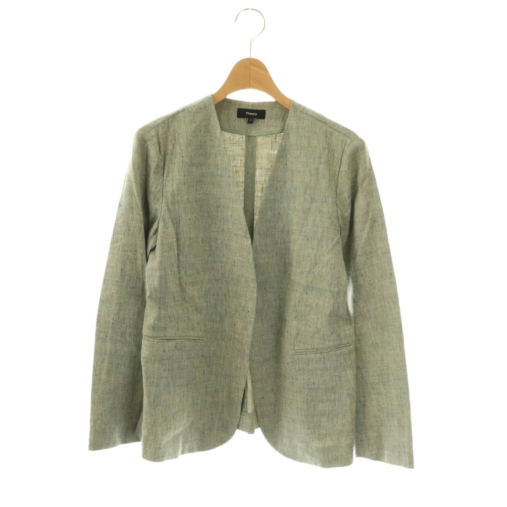 【中古】セオリー Theory SHARKSKIN CRUNCH LINDRAYIA B ジャケット アウター ノーカラー 4 グレー /NR ■OS レディース 【ベクトル 古着】 260208ブランドセオリー Theory表記サイズ4実...