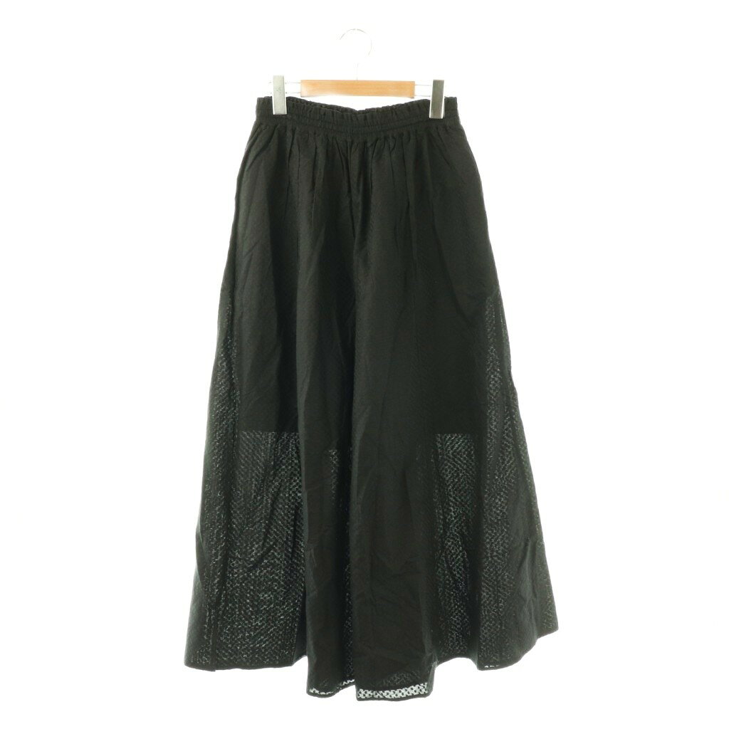 【中古】未使用品 フォークアンドスプーン FORK&SPOON 24SS ジャガードワイドパンツ イージー 2 ブラック /DO ■OS レディース 【ベクトル 古着】 260217表記サイズ2実寸サイズウエスト：約62〜cm　もも幅：40...
