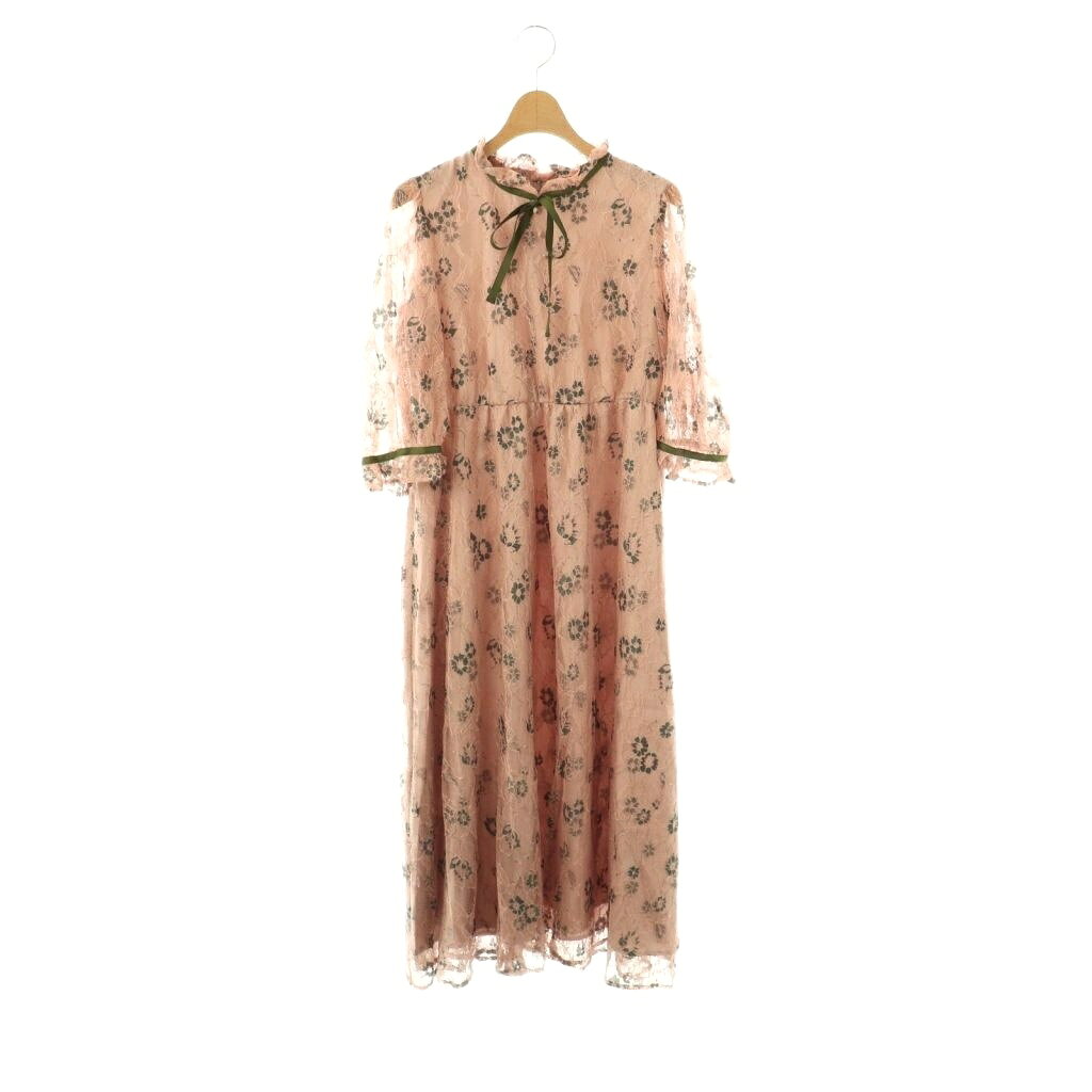 【中古】メゾンドフルール Maison de FLEUR Petite Robe canone エミリーのお花畑用ワンピース レース 花柄 シアー S ピンク 緑 /CX ■OS ■SH レディース 【ベクトル 古着】 260220表記サイ...