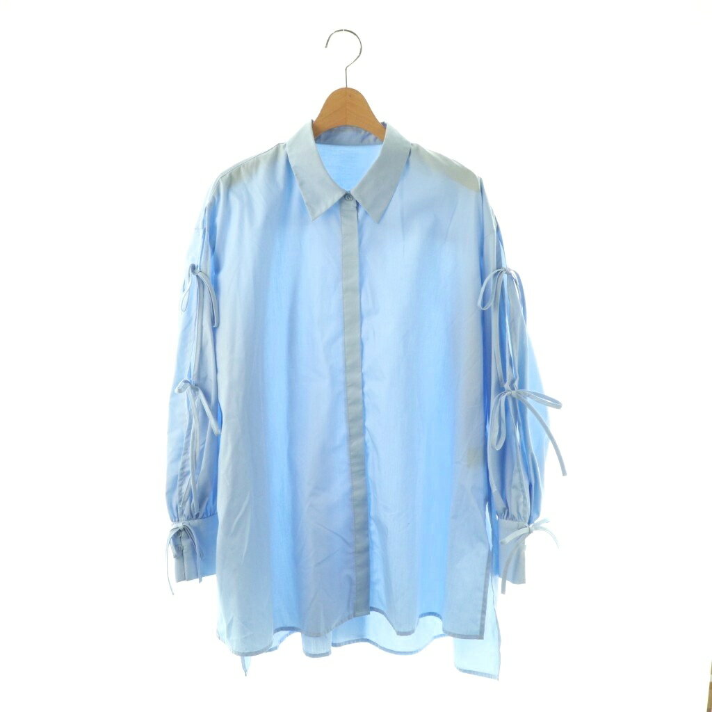 【中古】ココディール COCO DEAL 25SS スリットスリーブオーバーシャツ ブラウス 前開き リボン 2 ブルー /CX ■OS レディース 【ベクトル 古着】 260302ブランドココディール COCO DEAL表記サイズ2実寸サ...