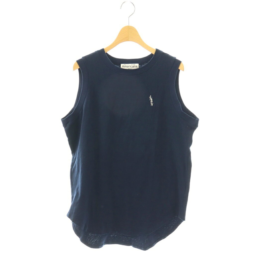 【中古】アメリカーナ AMERICANA 24SS ワンポイント刺繍タンクトップ ノースリーブ AP STUDIO別注 ネイビー /HK ■OS レディース 【ベクトル 古着】 260303ブランドアメリカーナ AMERICANA表記サイズ...
