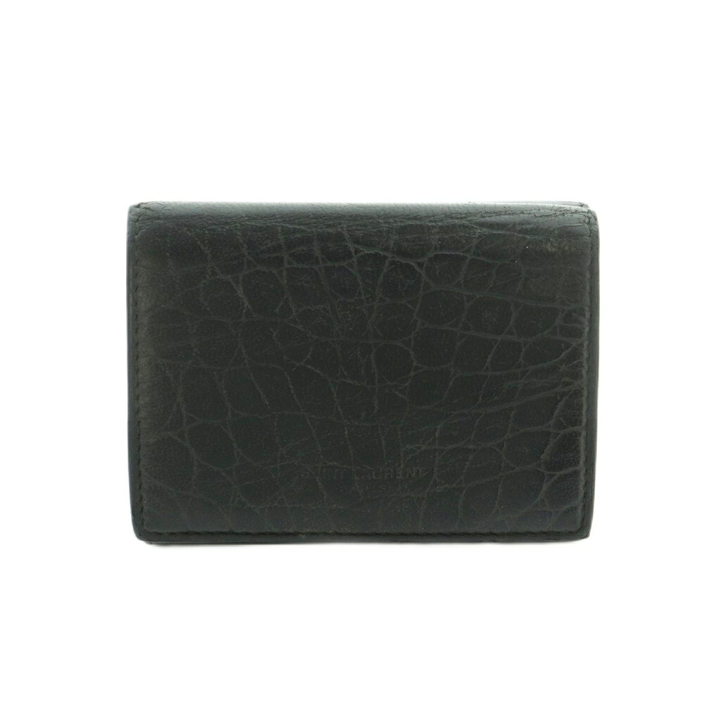 【中古】サンローラン パリ SAINT LAURENT PARIS コンパクトウォレット 財布 三つ折り 小銭入れ クロコ型押し レザー 黒 459996 /MI ■OS ■OH レディース 【ベクトル 古着】 260326ブランドサンロー...
