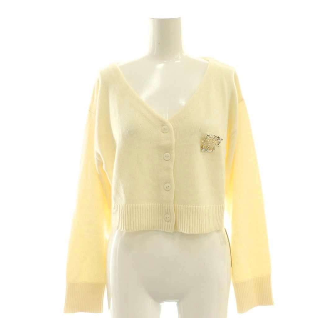 【中古】未使用品 スナイデル SNIDEL 24AW ブローチ付きショートカーディガン ワイド ニット ONE アイボリー /MY ■OS レディース 【ベクトル 古着】 260404ブランドスナイデル SNIDEL表記サイズONE実寸サイ...