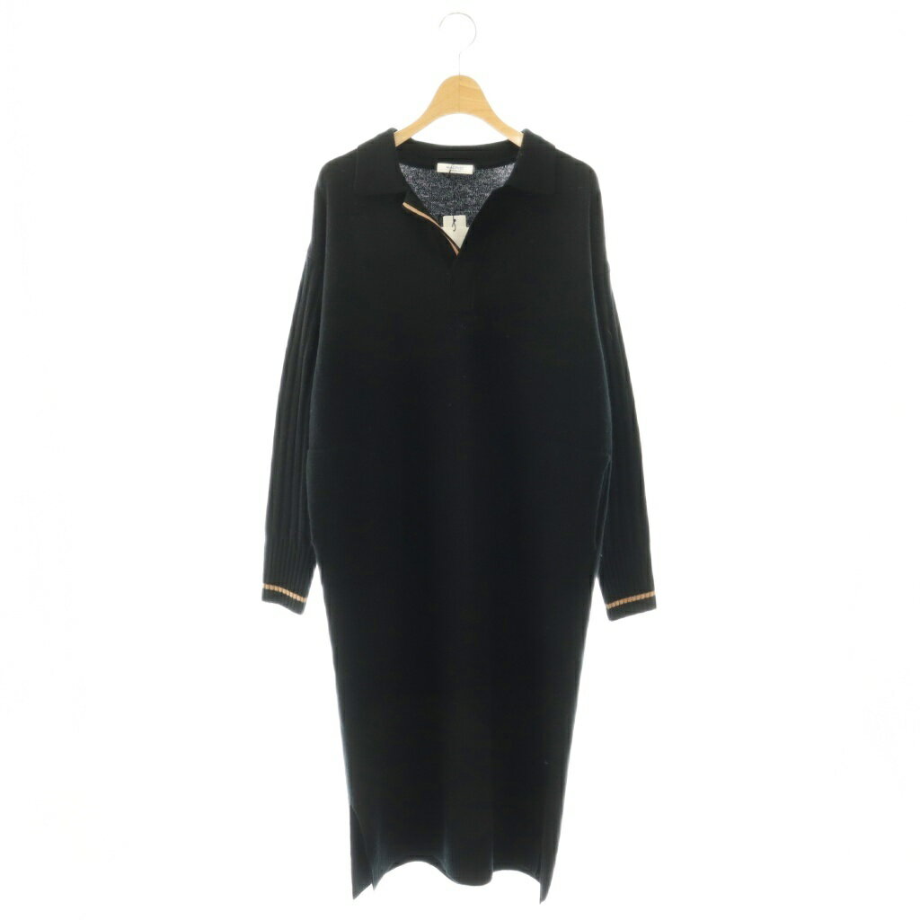 【中古】未使用品 マカフィー MACPHEE トゥモローランド 25AW NZ LAMBS スキッパーワンピース ニット ウール 36 ブラック ベージュ /CX ■OS レディース 【ベクトル 古着】 260408ブランドマカフィー MA...