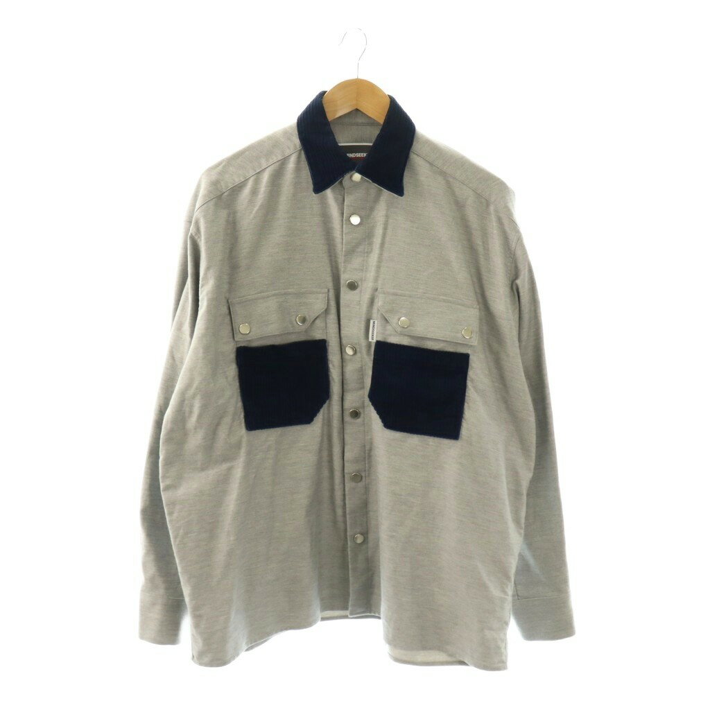 【中古】マインドシーカー mindseeker × MASON MAZE コラボ シャツ ジャケット スナップボタン コットン 44 グレー /NR ■OS ■SH メンズ 【ベクトル 古着】 260414表記サイズ44実寸サイズ肩幅：49...