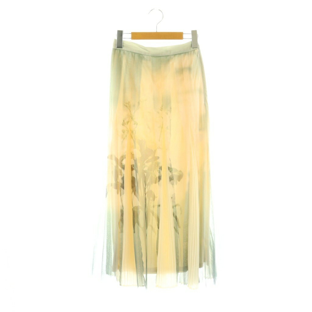【中古】アメリ AMERI ×sayonagase ING EVENING COLLAB SKIRT スカート ロング フレア S オフホワイト イエローグリーン /NR ■OS レディース 【ベクトル 古着】 260422表記サイズS実寸...