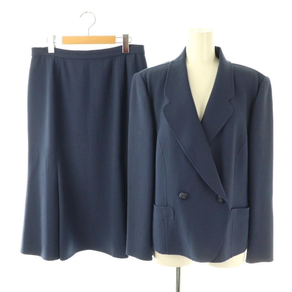 【中古】レリアン Leilian GIANNI MANIGLIA スーツ セットアップ ジャケット スカート ひざ丈 13+ ネイビー /DF ■OS レディース 【ベクトル 古着】 260427ブランドレリアン Leilian表記サイズ1...