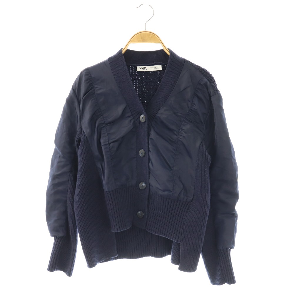 【中古】ザラ ZARA コントラストニットカーディガン 切替 XS ネイビー /ES ■OS レディース 【ベクトル 古着】 260502ブランドザラ ZARA表記サイズXS実寸サイズ肩幅：43cm　身幅：53cm　着丈：55.5cm　袖丈...