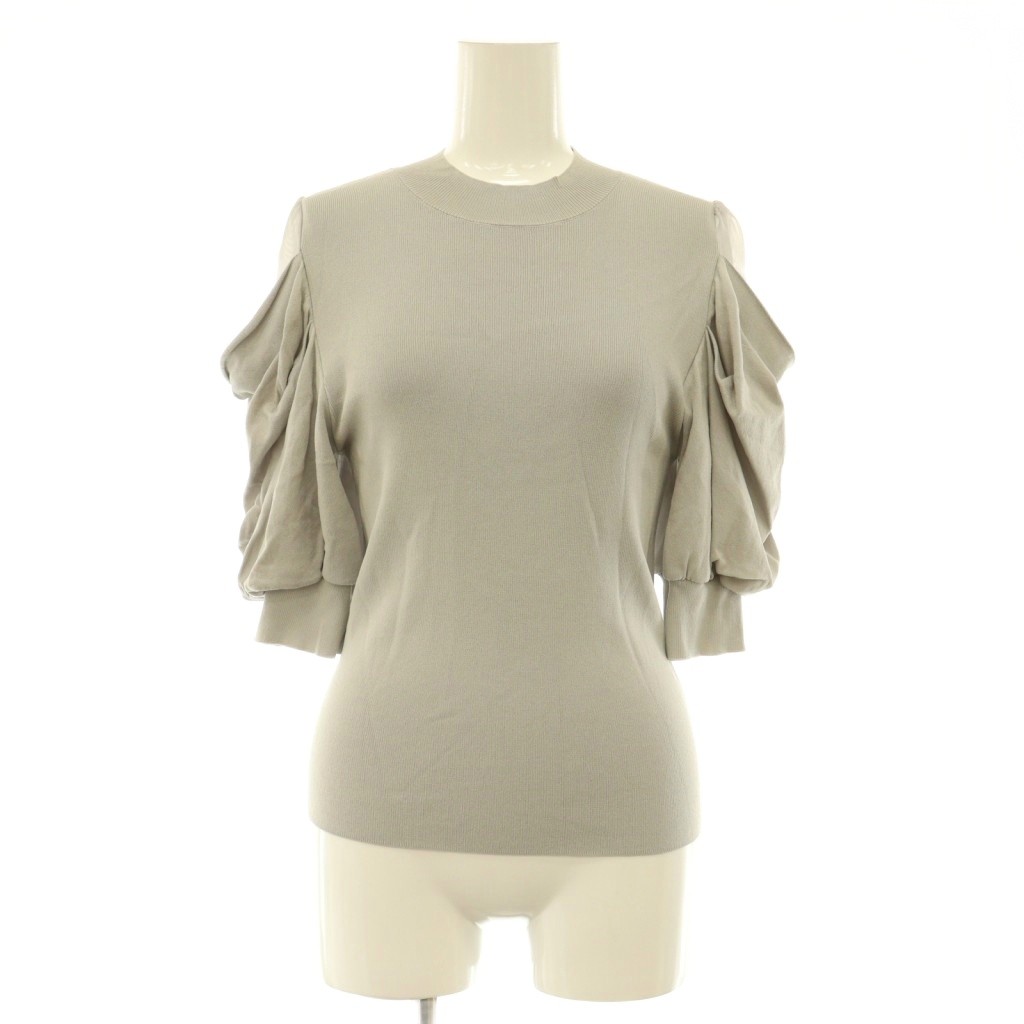 【中古】ナチュラルビューティーベーシック NATURAL BEAUTY BASIC 25SS シアースリットドレープスリーブニット 五分袖 FR グレー /MY ■OS レディース 【ベクトル 古着】 260519ブランドナチュラルビューテ...