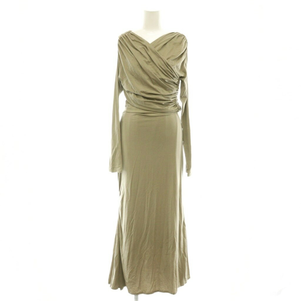 【中古】未使用品 ローブブラン LAUBE BLANC Cache-coeur Drape Jersey Dress ドレープワンピース ロング インナー付き M モカベージュ /ES ■OS レディース 【ベクトル 古着】 260515表...
