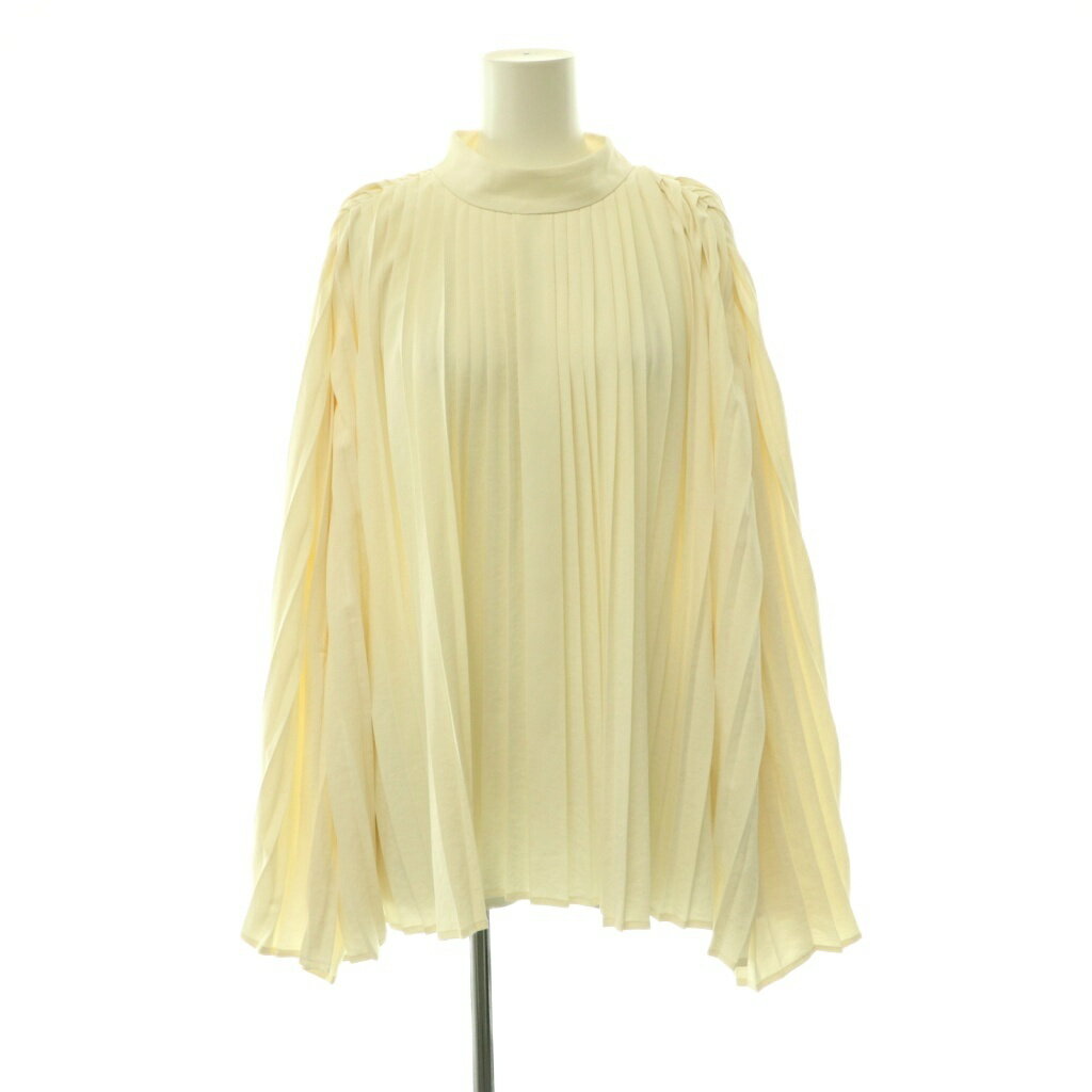 【中古】ローブブラン LAUBE BLANC Powder Satin Pleats Cape Blouse 2WAYブラウス プリーツ 長袖 F オフホワイト /HK ■OS レディース 【ベクトル 古着】 260519表記サイズF実寸サ...