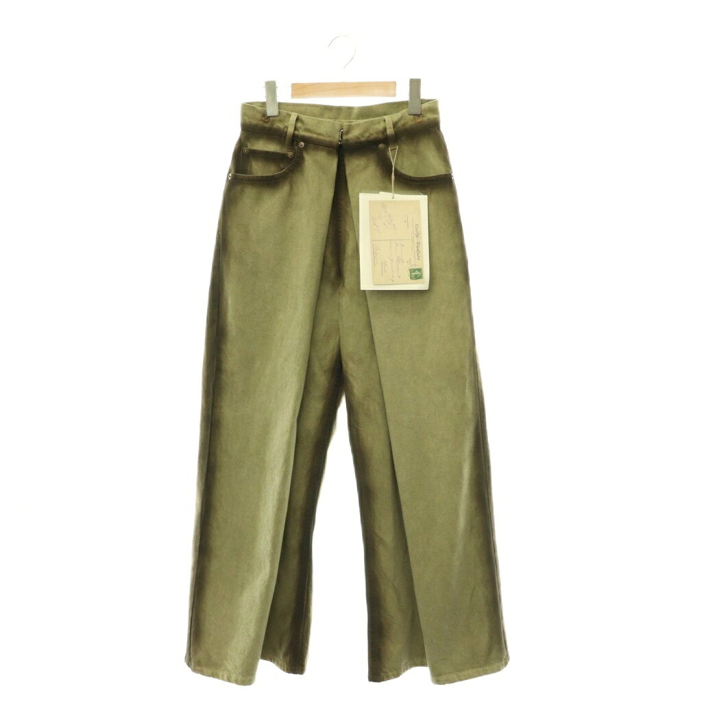 【中古】未使用品 ノマット Nomat 24AW FRONT TUCKED PT デニムパンツ JOURNAL STANDARD取り扱い タック ワイド 36 カーキ /HS ■OS レディース 【ベクトル 古着】 260526表記サイズ3...