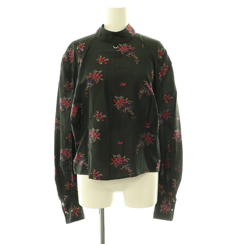 【中古】フォトコピュー PHOTOCOPIEU MARINE BISHOP SLEEVE BLOUSE ブラウス 長袖 スタンドカラー シルク混 36 ブラック マルチカラー /DO ■OS レディース 【ベクトル 古着】 260608表記...