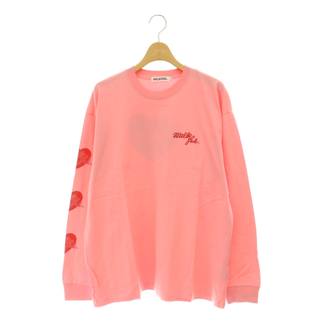 【中古】ミルクフェド MILKFED. 25SS HEART AND PHONE WIDE L/S TEE ロンT Tシャツ プリント ロゴ刺繍 長袖 L ピンク /HS ■OS レディース 【ベクトル 古着】 260617ブランドミルクフ...
