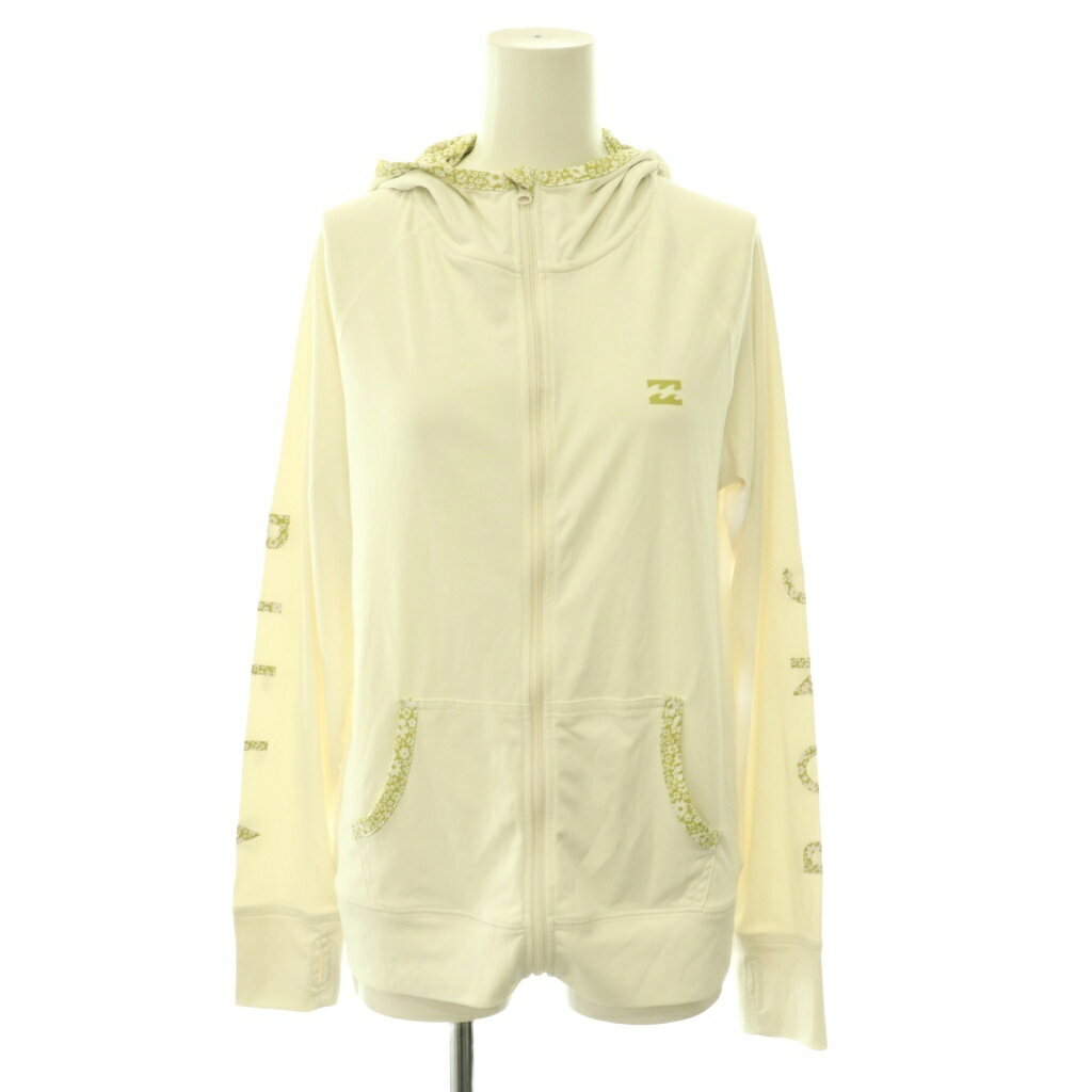 【中古】ビラボン BILLABONG LOGO ZIP UP HOODED RASHGUARD ラッシュガード フーディー パーカー ジップアップ M アイボリー ライトグリーン /DO ■OS レディース 【ベクトル 古着】 260623...