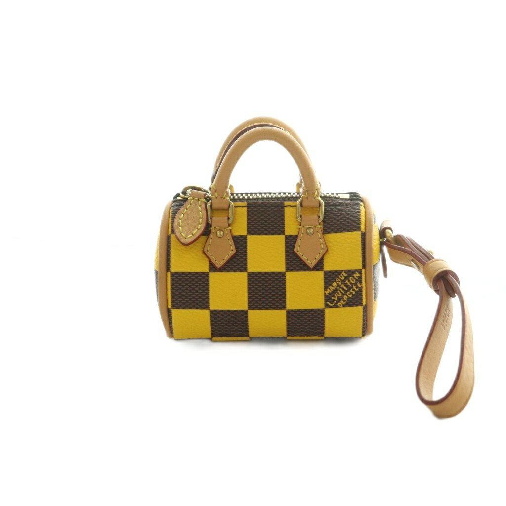 【中古】ルイヴィトン LOUIS VUITTON Mini Speedy Charm Damier pop バッグチャーム ミニポーチ ダミエ柄 茶 ブラウン 黄色 イエロー ベージュ M01694 /MI ■OS ■OH ■SH レディー...