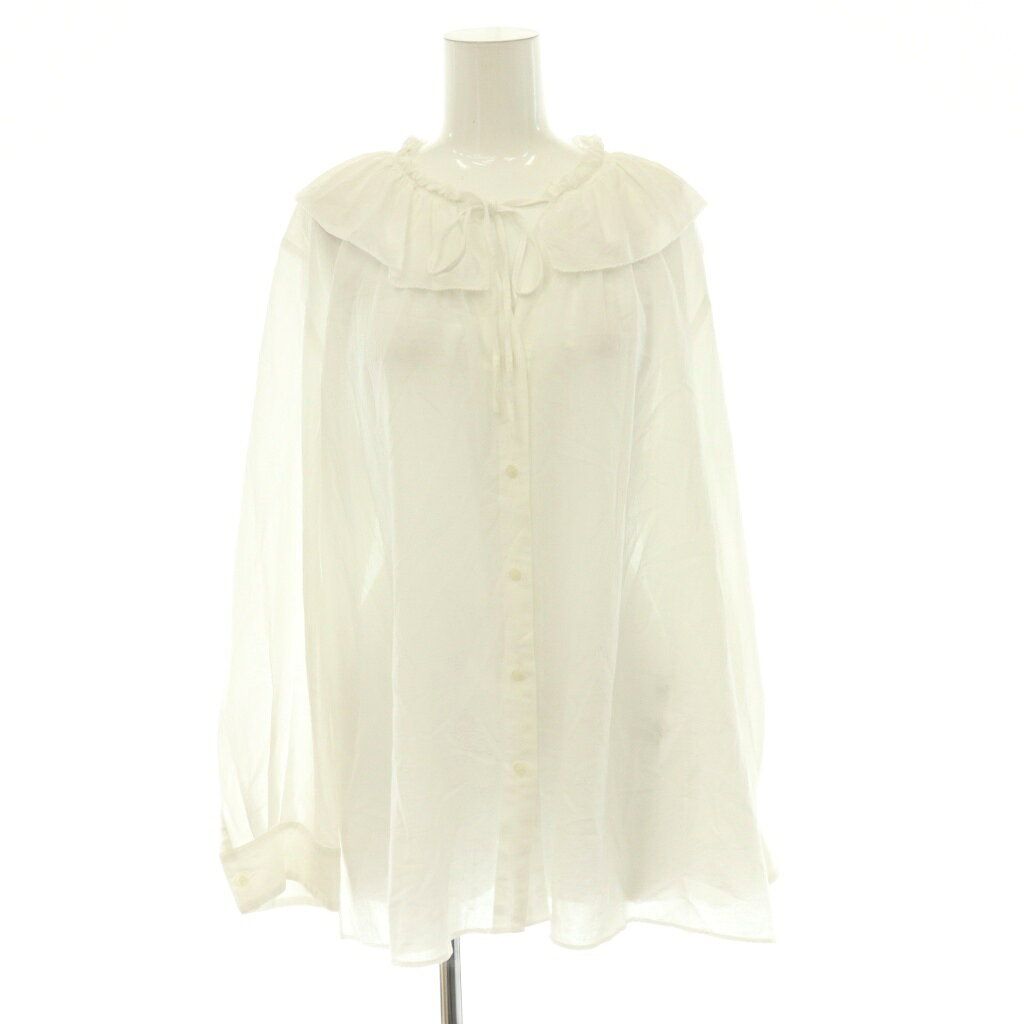 【中古】バビロン BABYLONE 24AW フリルカラーブラウス シャツ シアー 前開き F 白 /CX ■OS レディース 【ベクトル 古着】 260625ブランドバビロン BABYLONE表記サイズF実寸サイズ肩幅：43cm　身幅：5...