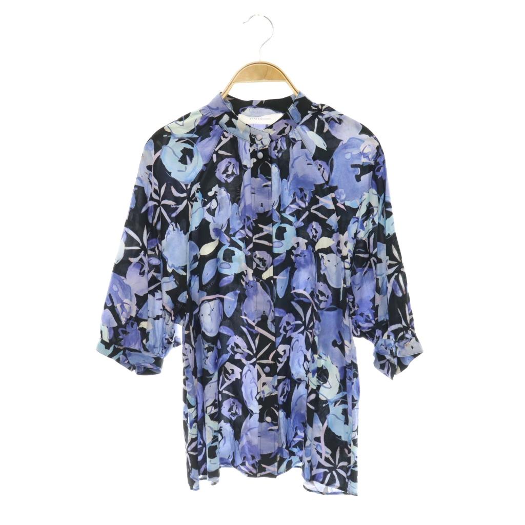 【中古】ジェイアンドエムデヴィッドソン J&M DAVIDSON RAGLAN SLEEVE BLOUSE ブラウス 総柄 バンドカラー 8 青 ブルー マルチカラー /CX ■OS レディース 【ベクトル 古着】 260629表記サイズ8...