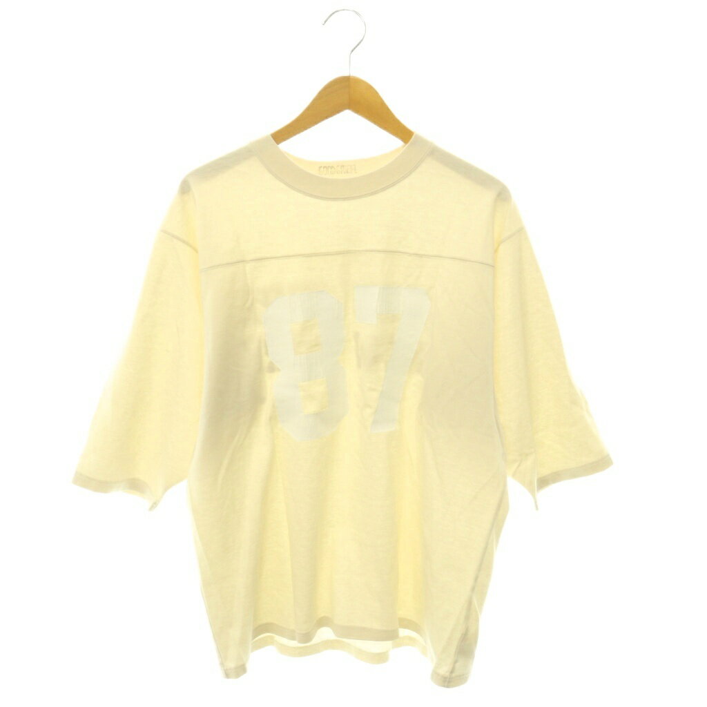 【中古】グッドグリーフ GOOD GRIEF アパルトモン取扱い 24SS CRACKED PRINT FOOTBALL TEE Tシャツ カットソー 半袖 コットン F ライトベージュ /NR ■OS メンズ 【ベクトル 古着】 2606...