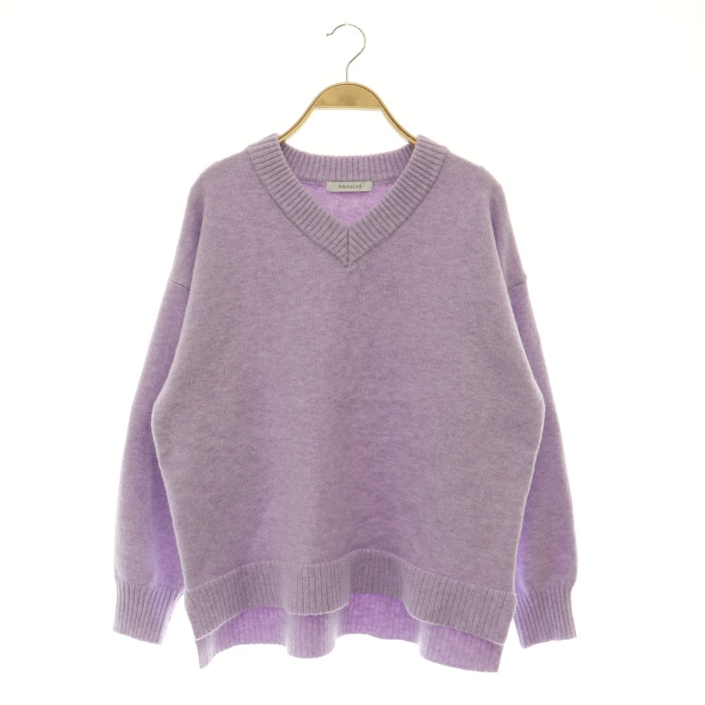 【中古】シンプリシテェ SIMPLICITE B.C STOCK 24AW ウール混Vネックプルオーバー ニット セーター 長袖 ラベンダー /MY ■OS レディース 【ベクトル 古着】 260707ブランドシンプリシテェ SIMPLIC...