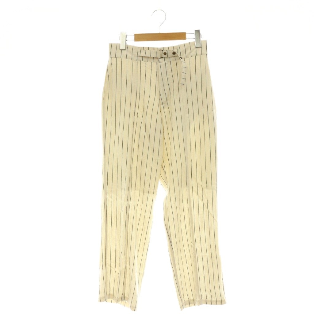 【中古】未使用品 アリシアスタン ALEXIA STAM 25SS ストライプリネンベルテッドパンツ S アイボリー /SY ■OS レディース 【ベクトル 古着】 260701表記サイズS実寸サイズウエスト：68cm　もも幅：28cm　裾...