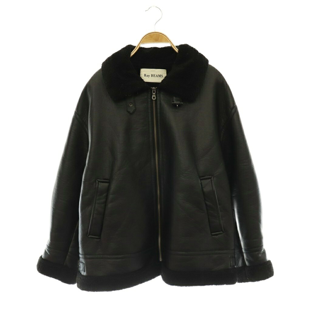【中古】レイビームス Ray Beams フェイクレザー ジャケット ジップアップ 1 ブラック /HK ■OS レディース 【ベクトル 古着】 260701ブランドレイビームス Ray Beams表記サイズ1実寸サイズ身幅：62cm　着丈...