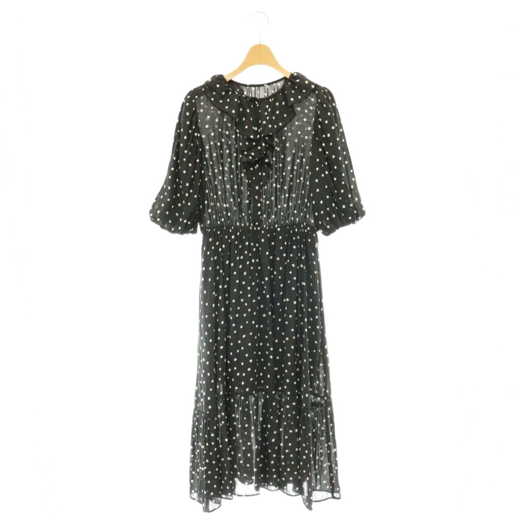 【中古】ドレスレイブ DRESSLAVE フリルワンピース ロング 七分袖 ドット 38 ブラック ホワイト /DO ■OS レディース 【ベクトル 古着】 260706ブランドドレスレイブ DRESSLAVE表記サイズ38実寸サイズ肩幅：...