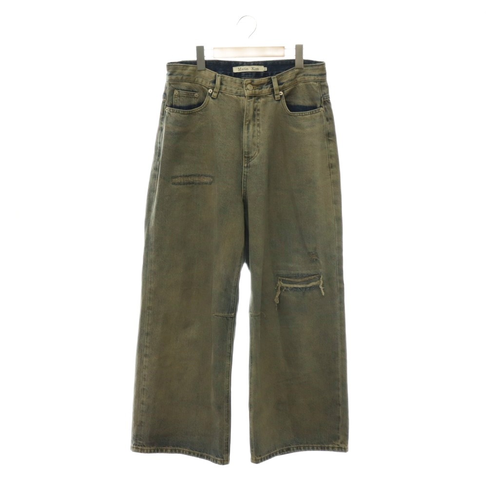 【中古】マーティンキム MatinKim 25AW Distressed baggy jeans デニムパンツ ジーンズ ワイド ダメージ加工 ジッパーフライ M インディゴブルー /DO ■OS ■SH メンズ 【ベクトル 古着】 260...