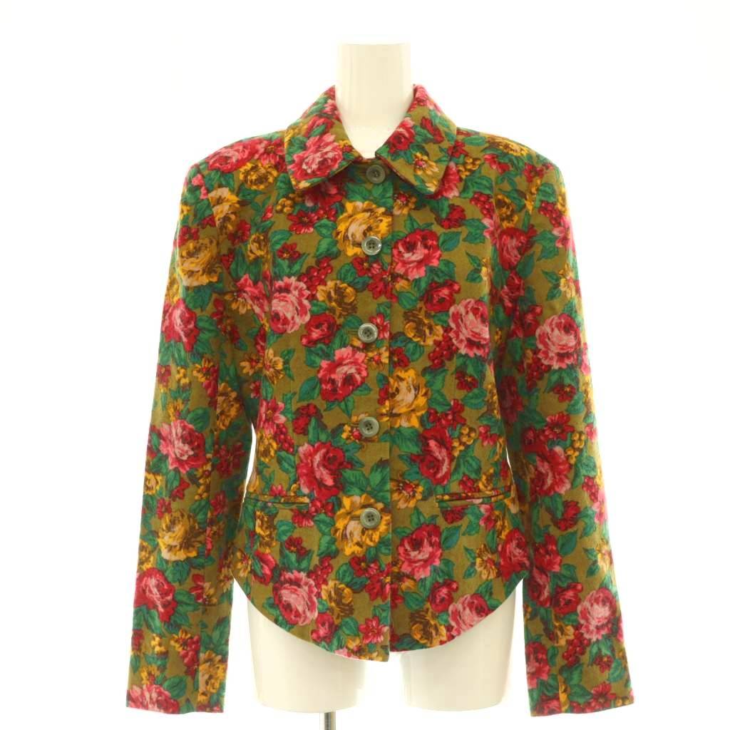【中古】ケンゾー KENZO Composition ヴィンテージ 花柄 ウールジャケット アウター 38 オリーブ /HS ■OS レディース 【ベクトル 古着】 260708ブランドケンゾー KENZO表記サイズ38実寸サイズ肩幅：41...