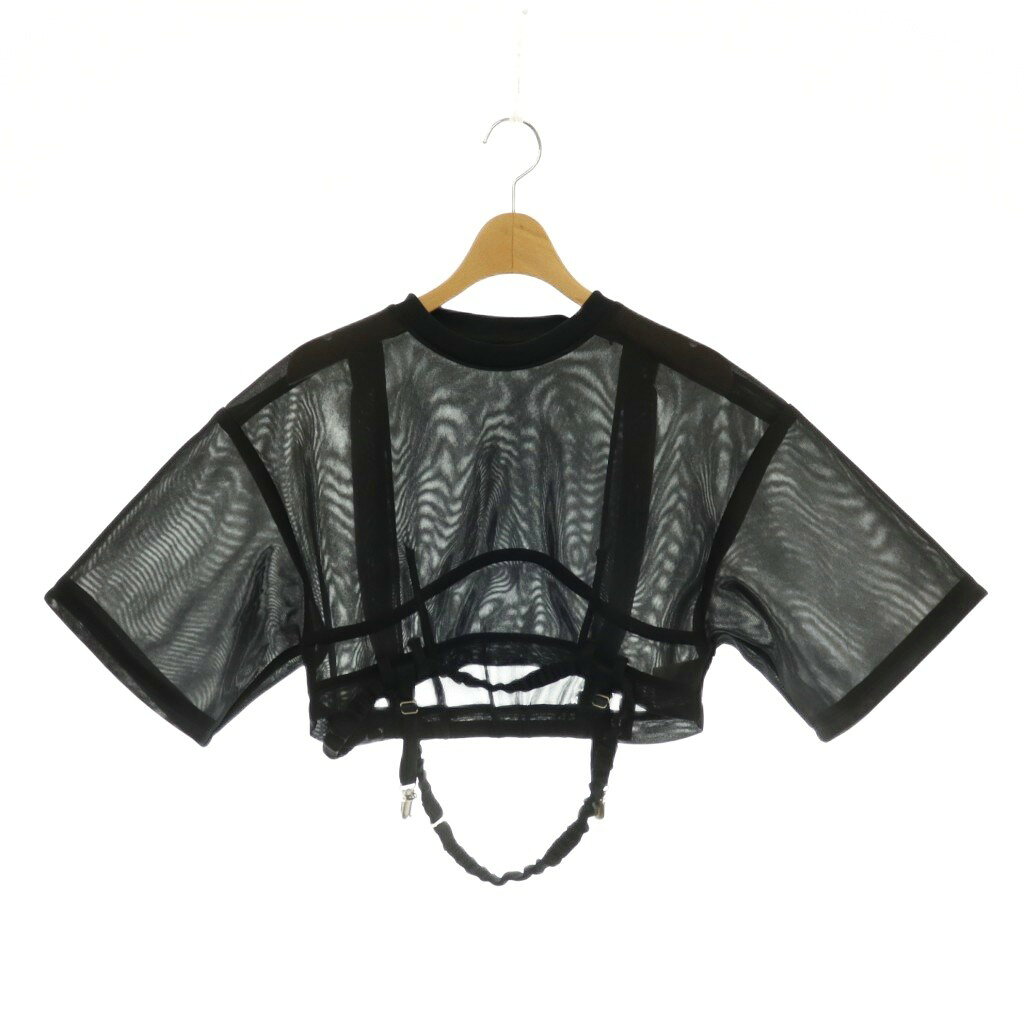 【中古】フランゴン FRANGANT garter tops トップス カットソー シアー クロップド 七分袖 F 黒 ブラック /HS ■OS レディース 【ベクトル 古着】 260713表記サイズFree実寸サイズ肩幅：50cm　身幅：...
