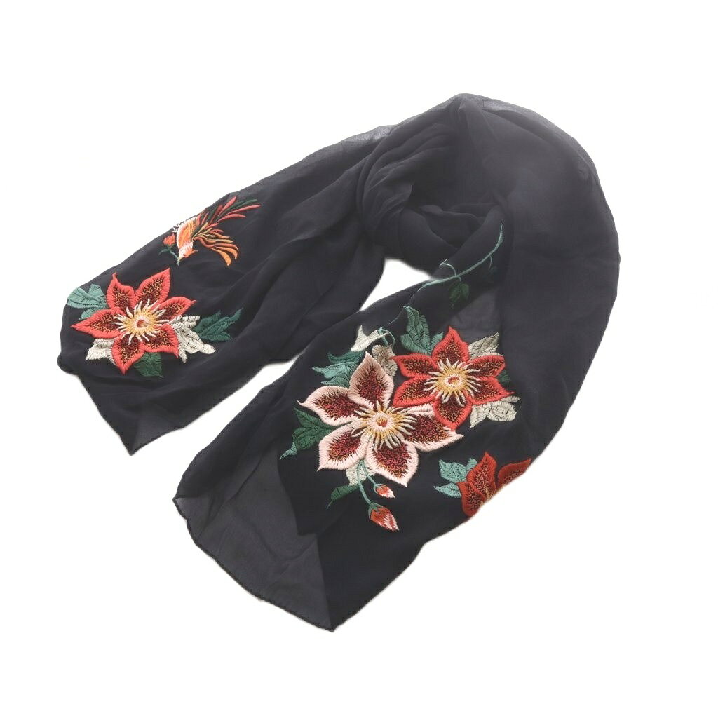 【中古】ヴィヴィアンタム VIVIENNE TAM パワーネット 刺繍 ストール シルク 花柄 /RI ■OS レディース 【ベクトル 古着】 260713ブランドヴィヴィアンタム VIVIENNE TAM実寸サイズ全長（フリンジ含まず）：...