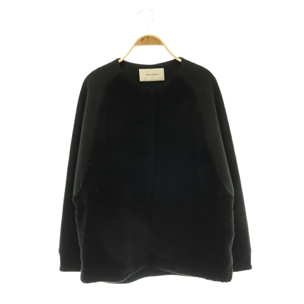 【中古】ステラシフォン STELLA CIFFON ボア切替ジャケット ノーカラー スナップボタン 36 黒 ブラック /CX ■OS レディース 【ベクトル 古着】 260714ブランドステラシフォン STELLA CIFFON表記サイズ...