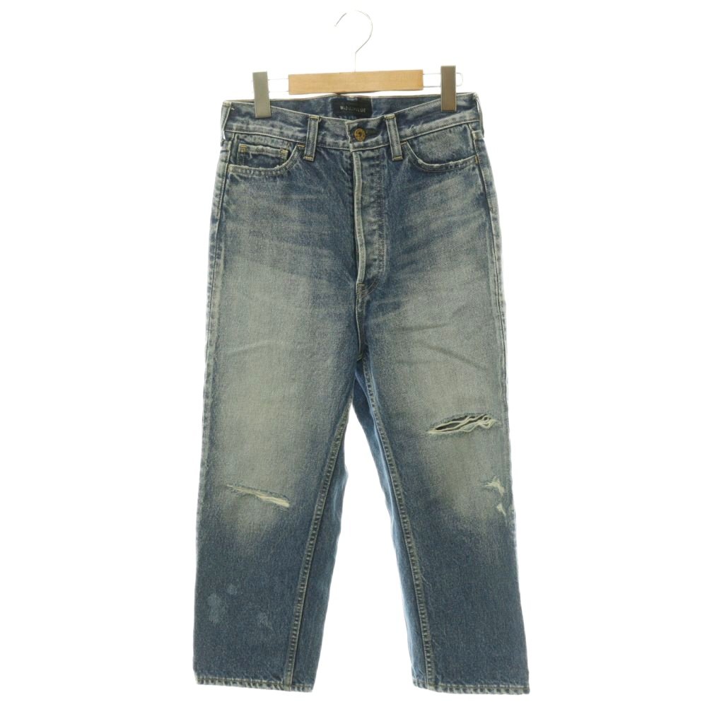 【中古】マディソンブルー MADISONBLUE CRASHED SAROUEL PT DENIM デニムパンツ ジーンズ テーパード ボタンフライ 000 インディゴ /HK ■OS ■SH レディース 【ベクトル 古着】 260723ブ...