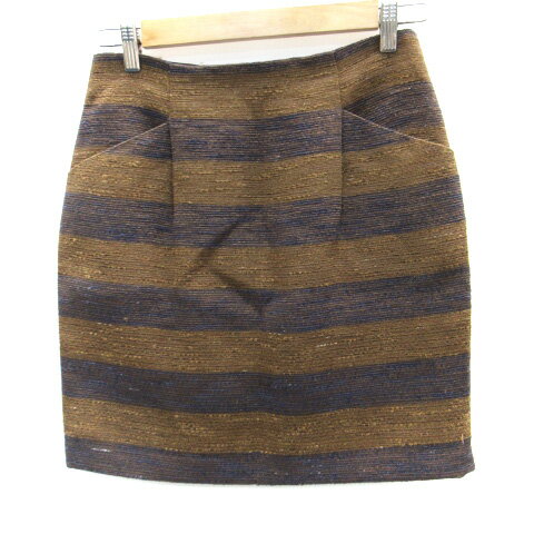 【中古】イエナ IENA タイトスカート ミニ丈 ボーダー柄 38 ブラウン 茶 紺 ネイビー /SM14 レディース 【ベクトル 古着】 230626ブランドイエナ IENA表記サイズ38（日本サイズM相当） ※実寸サイズをご確認下さい。...