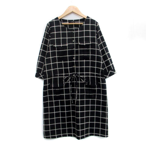【中古】ロッソ ROSSO アーバンリサーチ ワンピース 長袖 ひざ丈 ラウンドネック チェック柄 リボン F ブラック 黒 /MS32 レディース 【ベクトル 古着】 230705ブランドロッソ ROSSO アーバンリサーチ表記サイズF ...