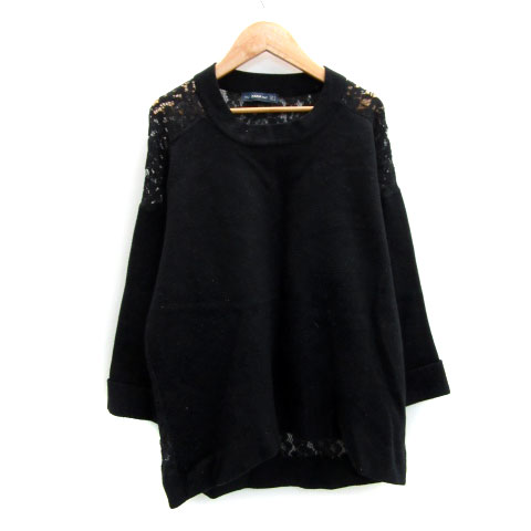 【中古】ザラ ZARA ニット カットソー 長袖 ラウンドネック ロールアップ レース M ブラック 黒 /MS20 レディース 【ベクトル 古着】 230913ブランドザラ ZARA表記サイズM ※実寸サイズをご確認ください。実寸サイズ身...