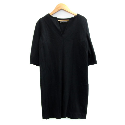 【中古】ビアッジョブルー Viaggio Blu ワンピース 七分袖 ミニ丈 スリットネック ウール 1 ブラック 黒 /MS27 レディース 【ベクトル 古着】 230908ブランドビアッジョブルー Viaggio Blu表記サイズ1(日...