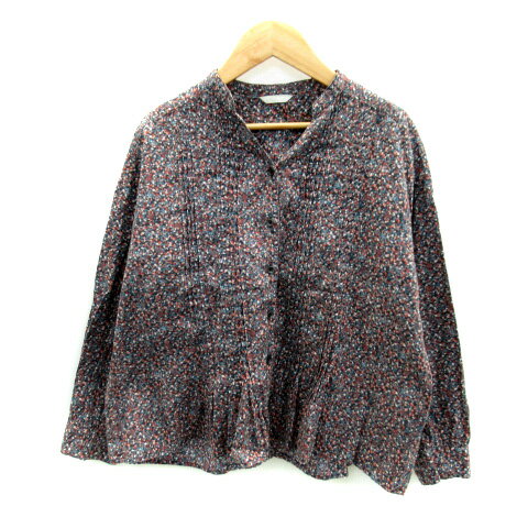【中古】スタディオクリップ Studio Clip シャツ ブラウス 長袖 スリットネック 総柄 マルチカラー グレー 黒 紺 赤 /SY37 レディース 【ベクトル 古着】 230711ブランドスタディオクリップ Studio Clip表...